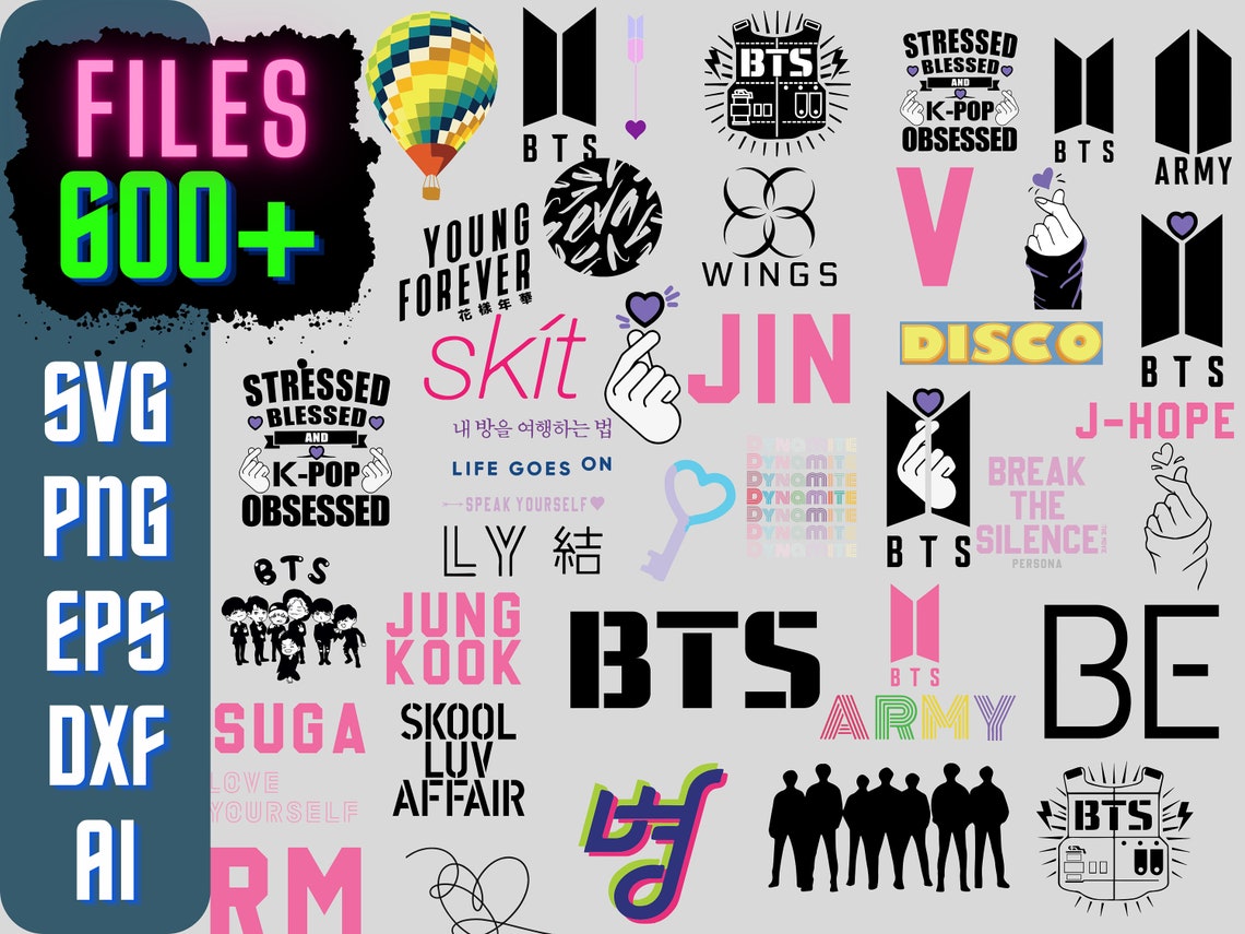 600 BTS Svg Bundle, Bts Png, Kpop Svg Files for Cricut, 21 Bts Bts ...