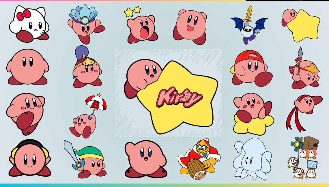55+ Kirby Collection Digital File Svg, Star, King, Games, Layered File ...