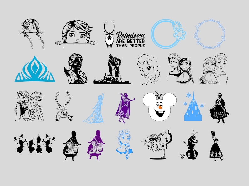 Frozen SVG Bundle, Elsa, Anna, Olaf, Princess Cricut Cut Files (digital ...