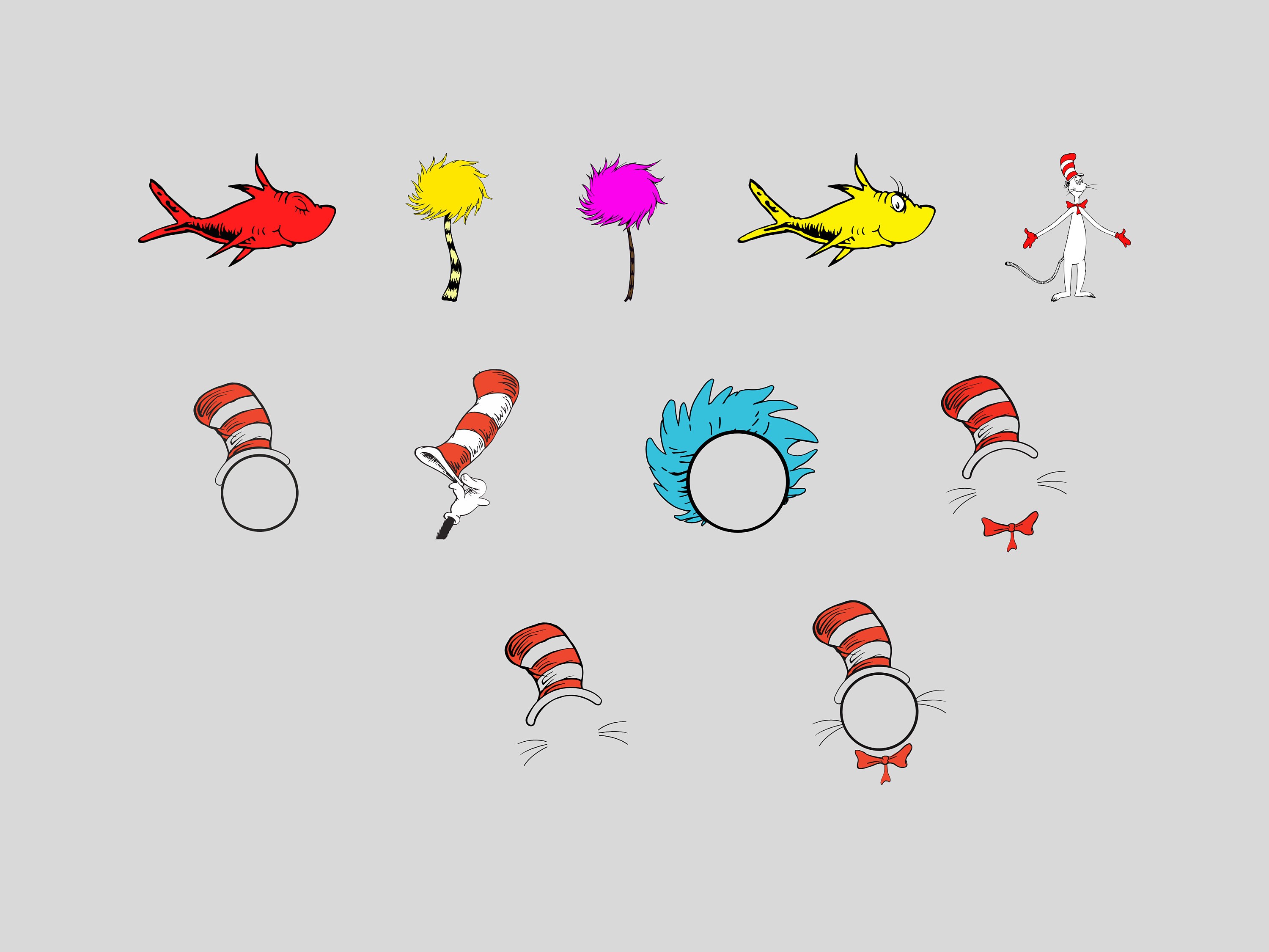 Dr. Seuss SVG Bundle, Cat in the Hat Clipart (digital Vector Cut File ...