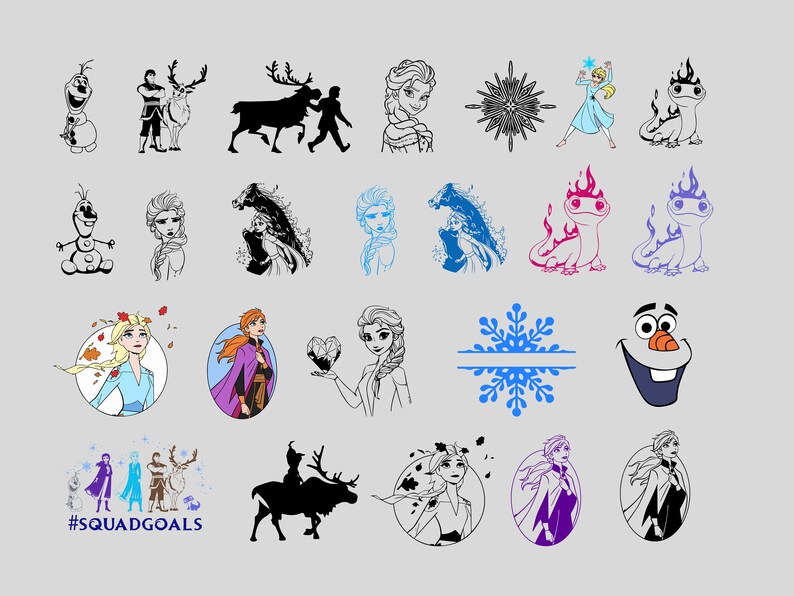 Frozen SVG Bundle, Elsa, Anna, Olaf, Princess Cricut Cut Files (digital ...