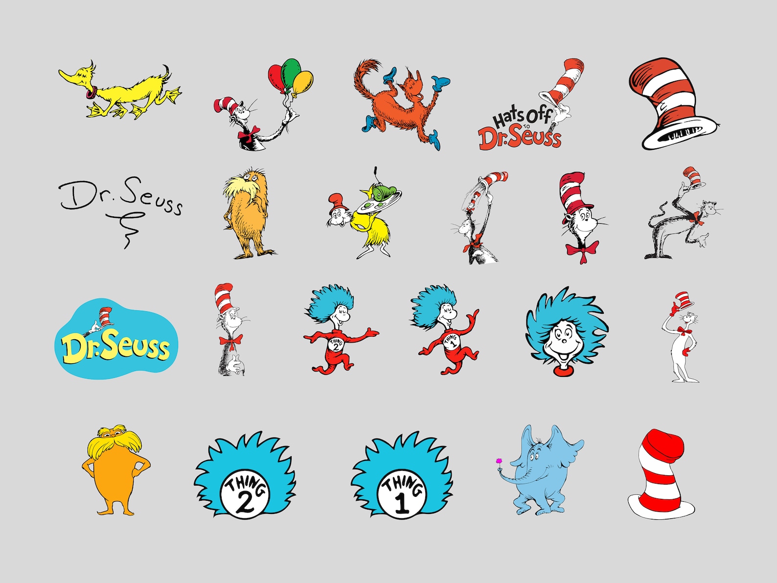 Dr. Seuss SVG Bundle, Cat in the Hat Clipart (digital Vector Cut File ...