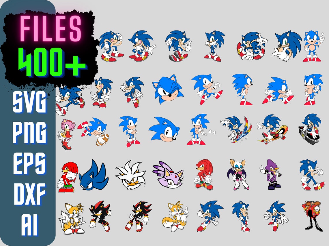 Sonic the Hedgehog SVG Bundle, 400+ Designs, Cricut Cut Files (digital Download) - Etsy