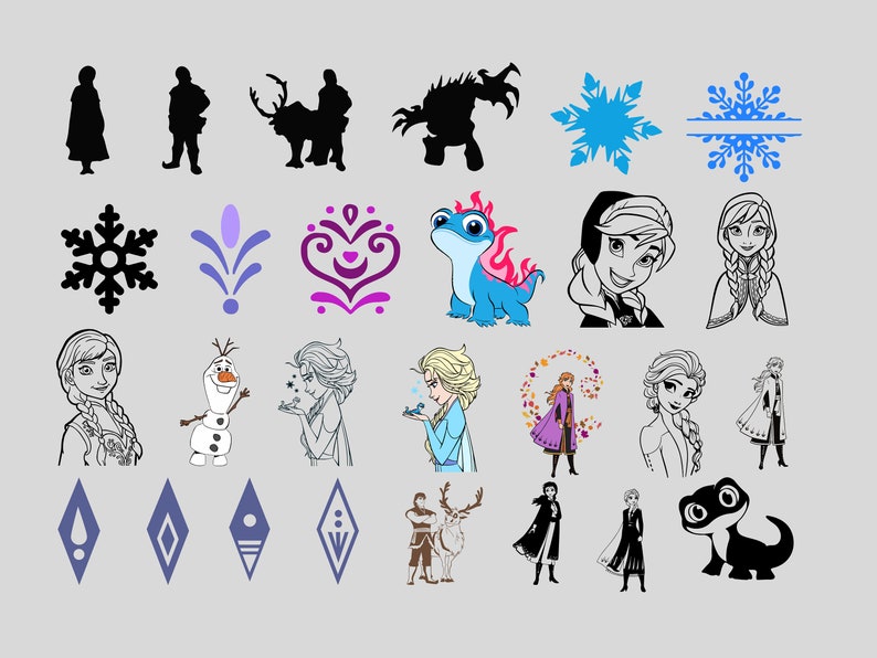 Frozen SVG Bundle, Elsa, Anna, Olaf, Princess Cricut Cut Files (digital ...