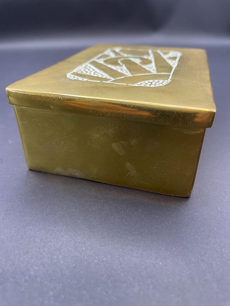 Vintage 1960s Brass Trinket Box With Engraved Sun - Tramontano - Etsy