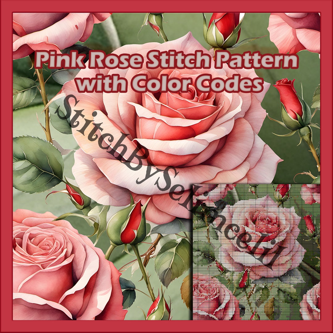 Pink Roses Stitch Pattern | Hobby Patterns | Downloadable Pdf Files ...