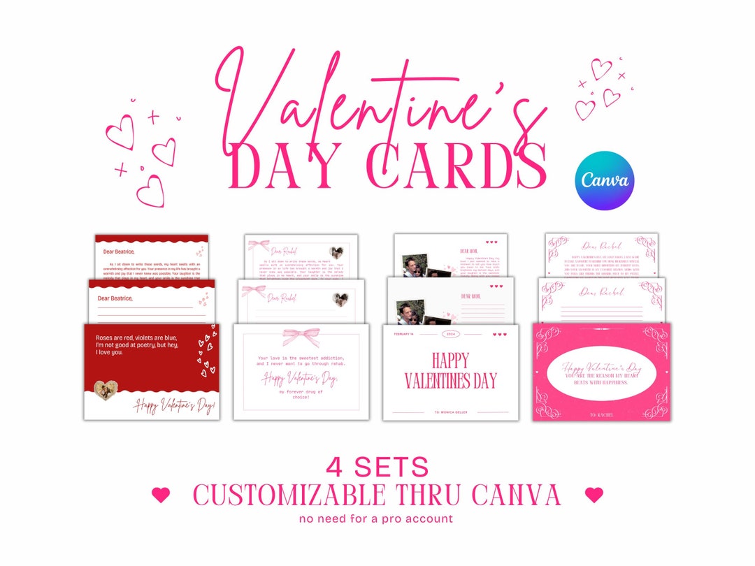Valentines Day Cards Template Bundle Custom Valentines Day Cards Canva ...