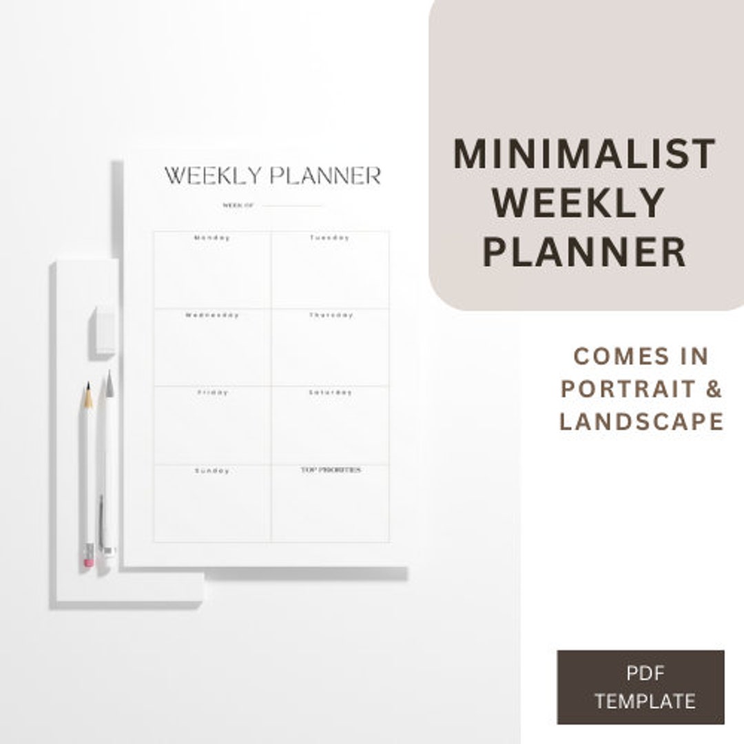 Weekly Planner Printable Portrait Cute Weekly Schedule Week at a Glance ...