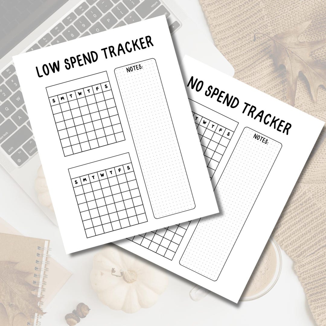 No - Low Spend Tracker || 12 Months || Digital Download || Printables ...