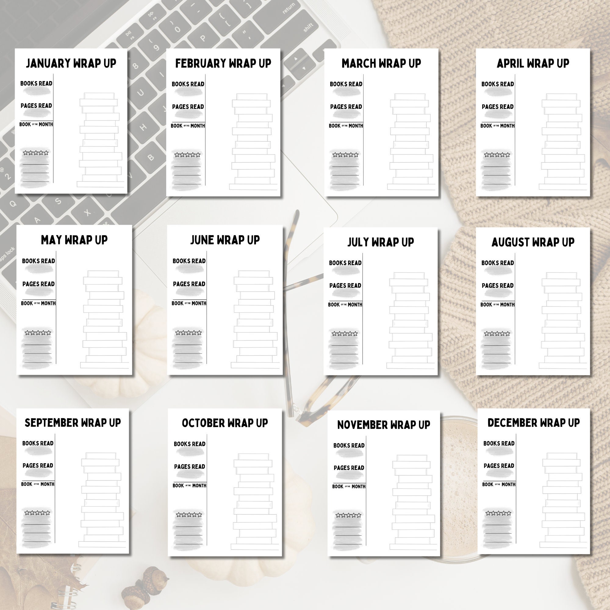 Monthly Wrap up || 12 Months || Digital Download || Printables || Happy ...