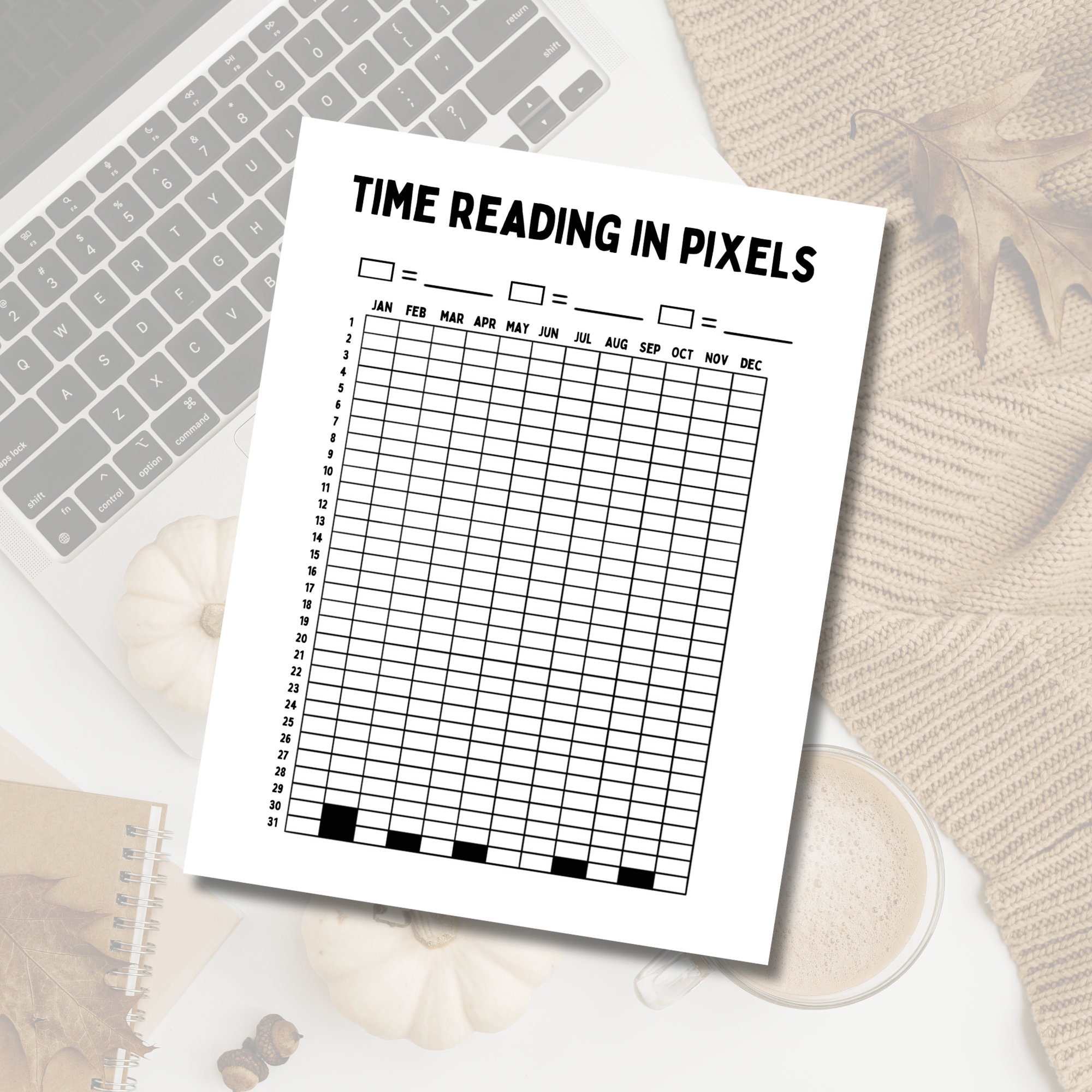 Time Reading Pixel Digital Download Printables Happy Planner Classic ...
