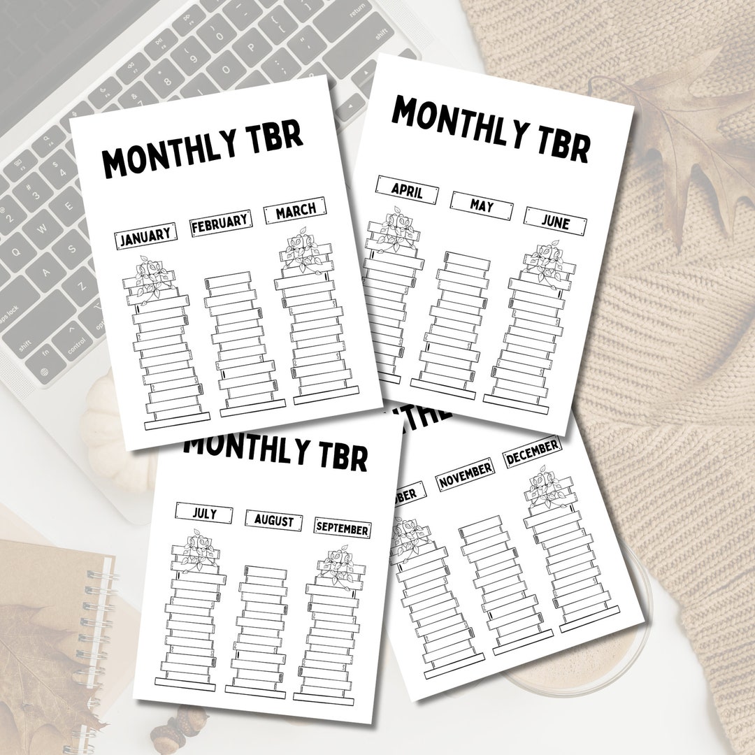 Monthly TBR Tracker || 12 Months - 4 Pages || Digital Download ...
