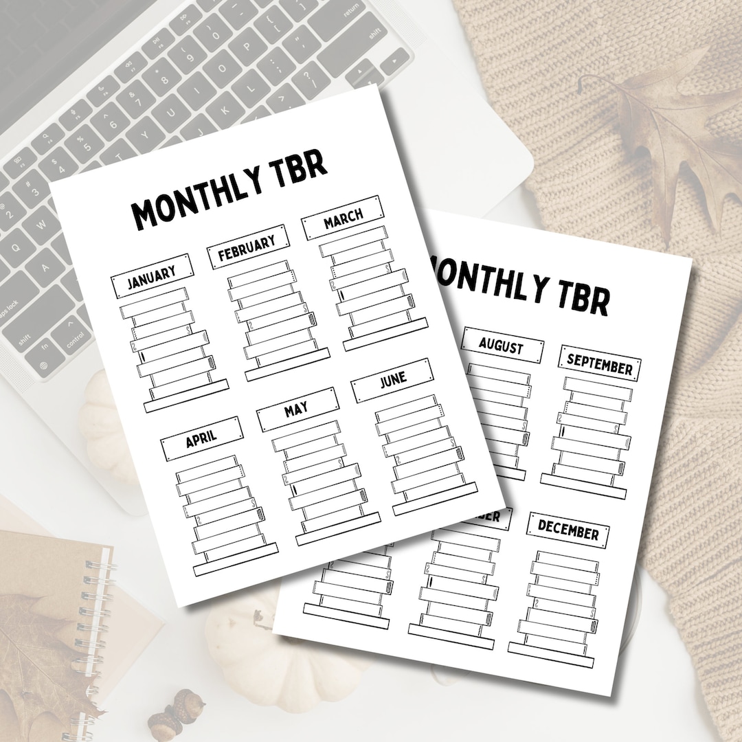 Monthly TBR Tracker || 12 Months - 2 Pages || Digital Download || Printables || Happy Planner ...