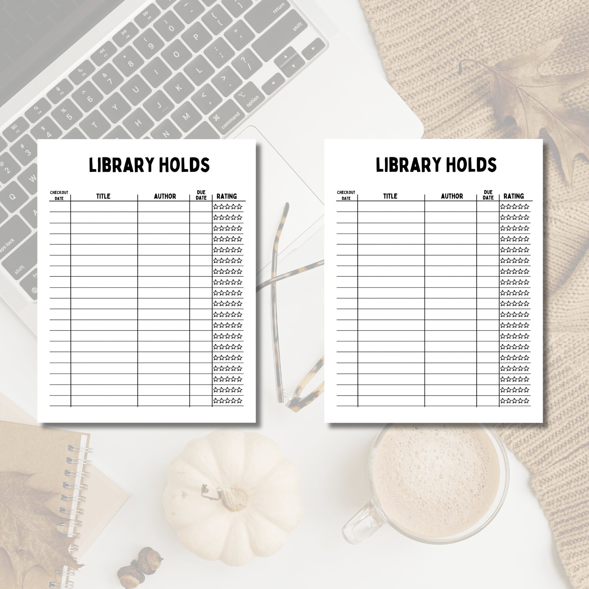 Library Hold Tracker Digital Download Printables Happy Planner Classic ...