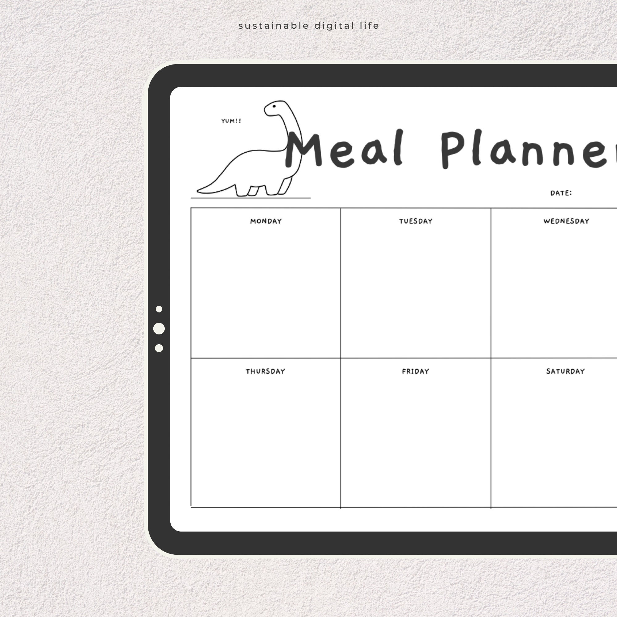 Weekly Meal Planner Printable Cute Dinosaur Landscape Digital Meal ...