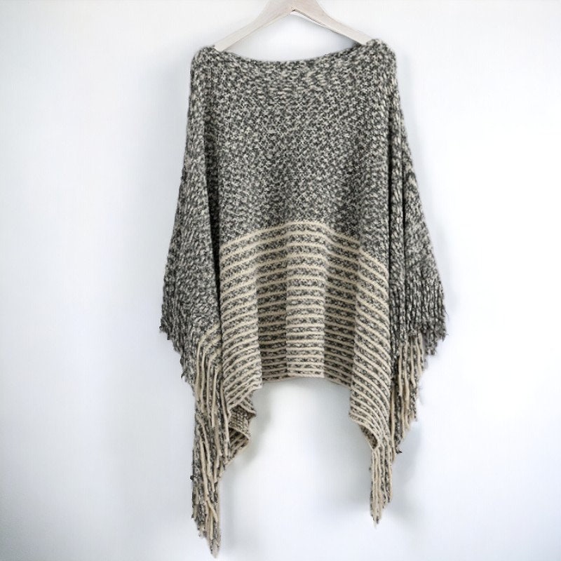 Striped Knitted Shawls,gradient Pullover Shawls,knitted Cloak Shawls ...