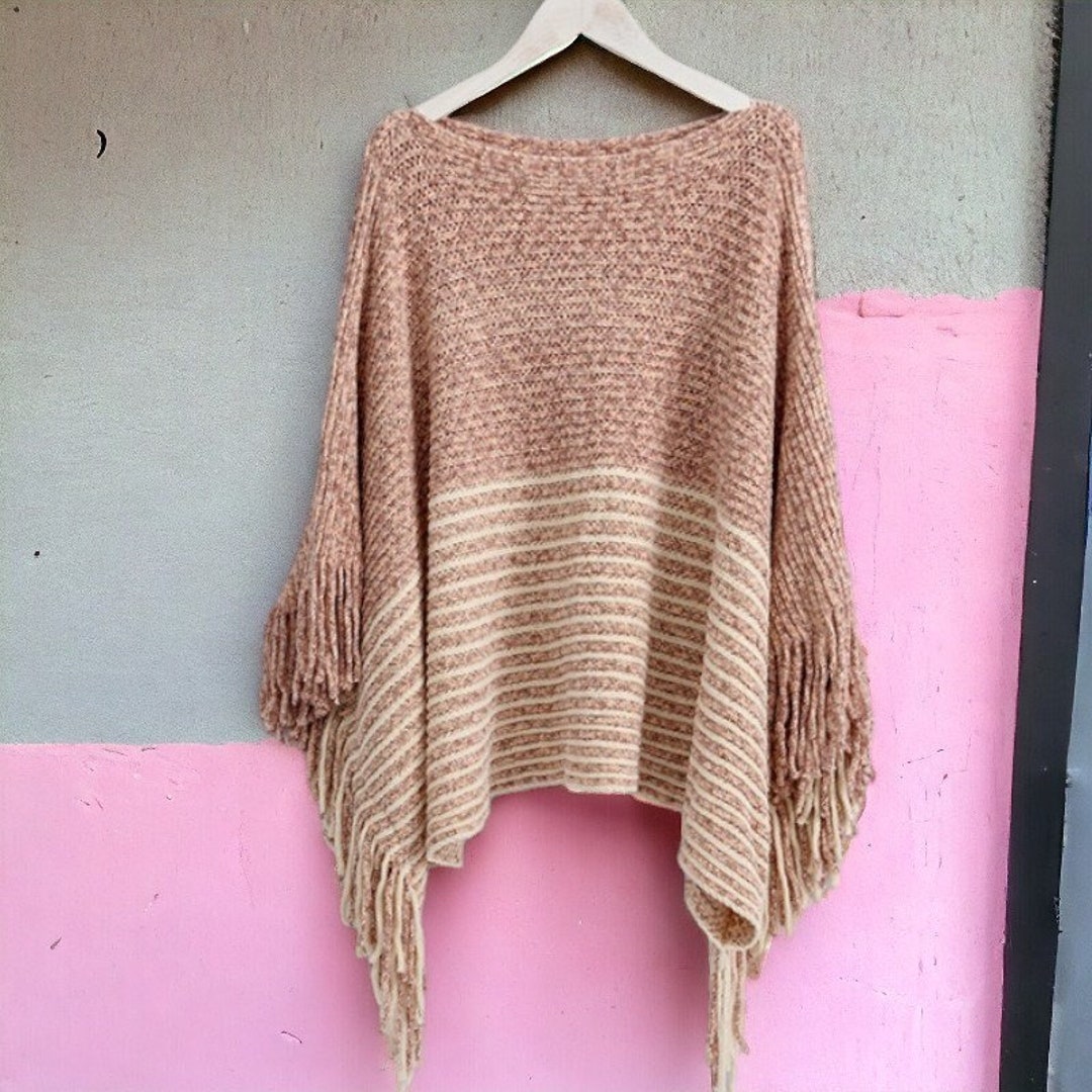 Striped Knitted Shawls,gradient Pullover Shawls,knitted Cloak Shawls ...