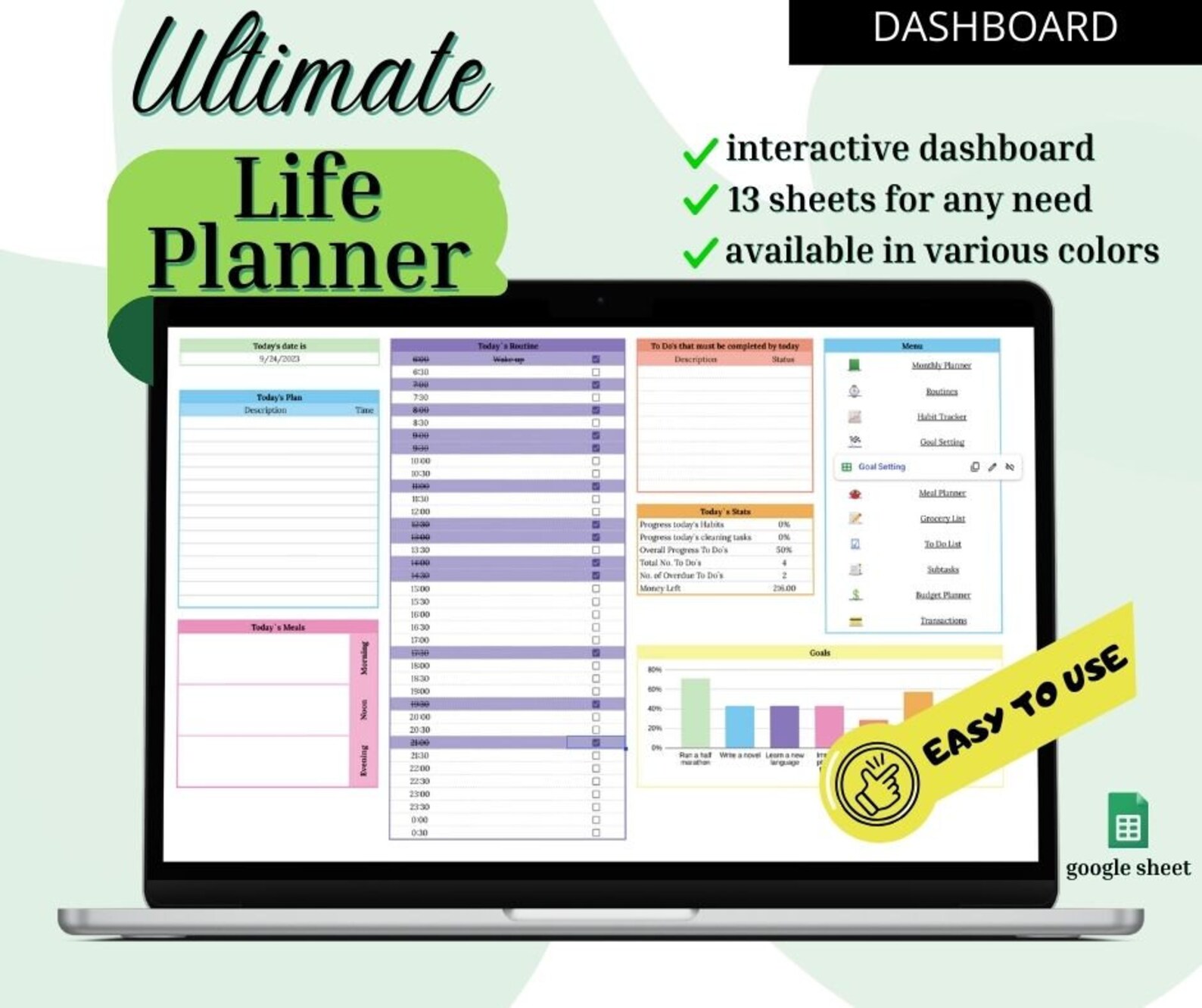 Life Planner Spreadsheet, Organize Your Life Effectively, Life Planning ...