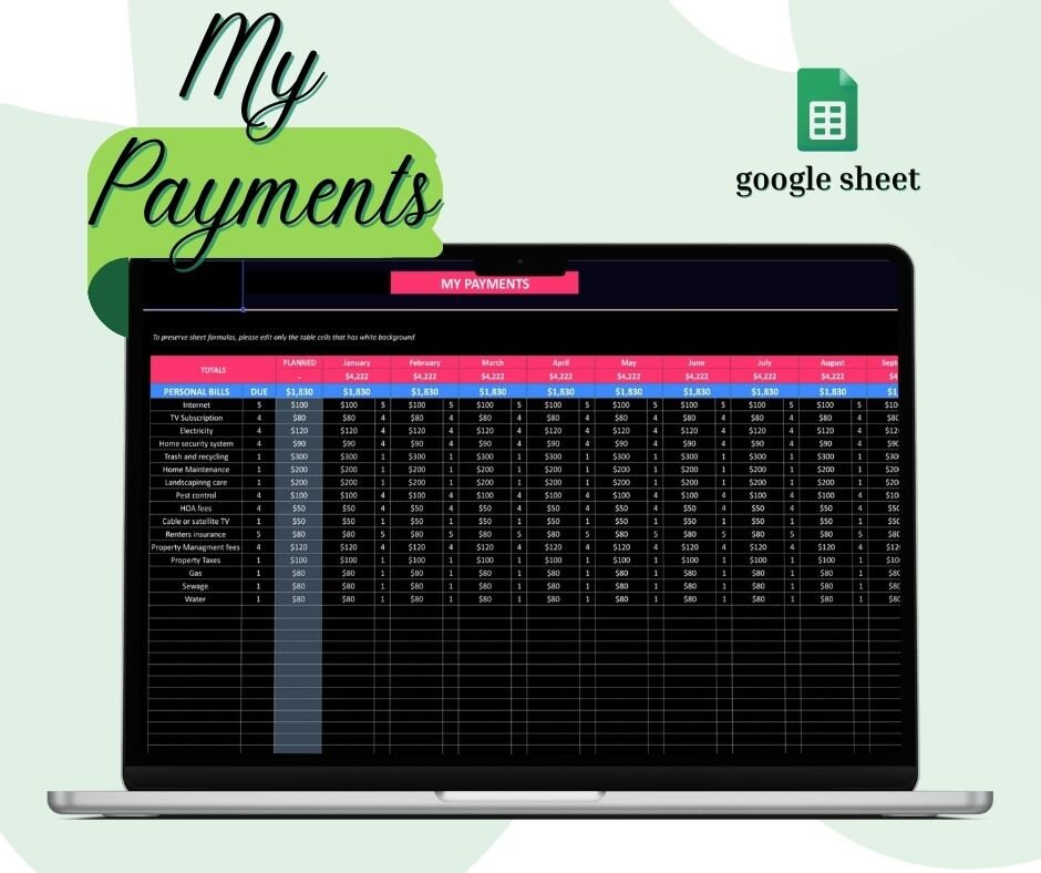 Premium Budget Spreadsheet, Plan and Manage Your Budget With Elegance ...
