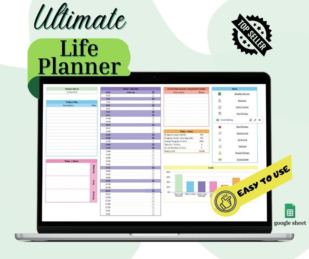 Life Planner Spreadsheet, Organize Your Life Effectively, Life Planning ...