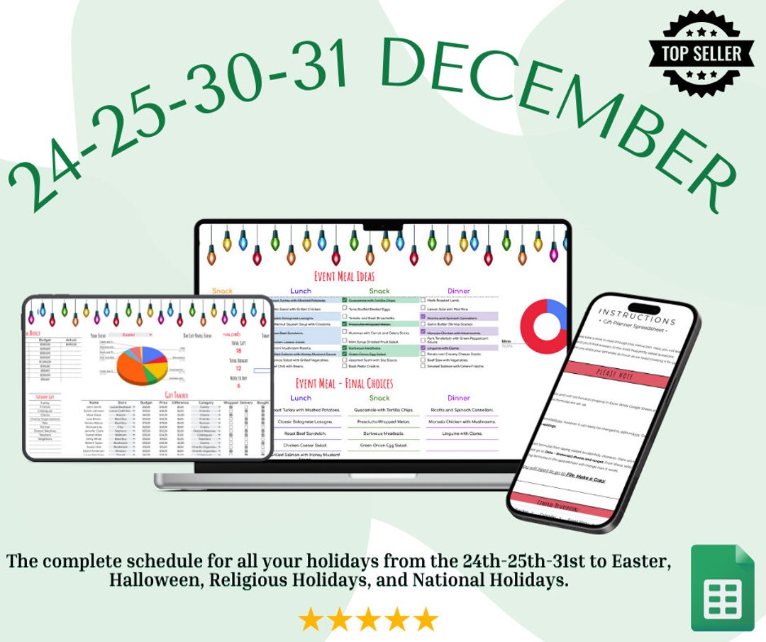 Christmas Planner Spreadsheet, Christmas Gift Tracker Tamplate, Holiday ...