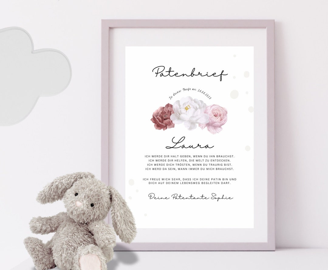 Letter for the Godchild, Godparent Letter Personalized as a Gift for ...