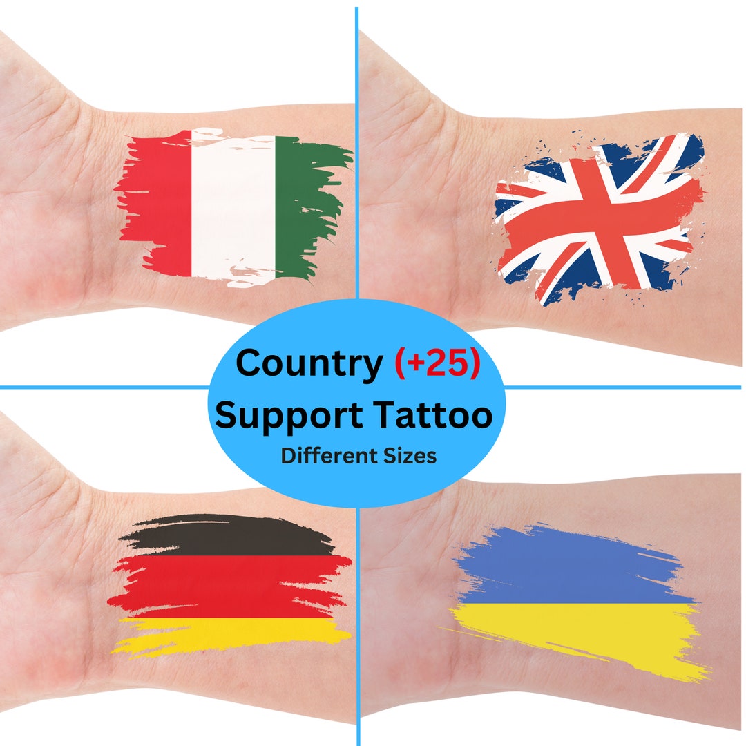 Temporary Country Tattoos, Support Tattoo, Funny Party Tattoo, Tattoo ...