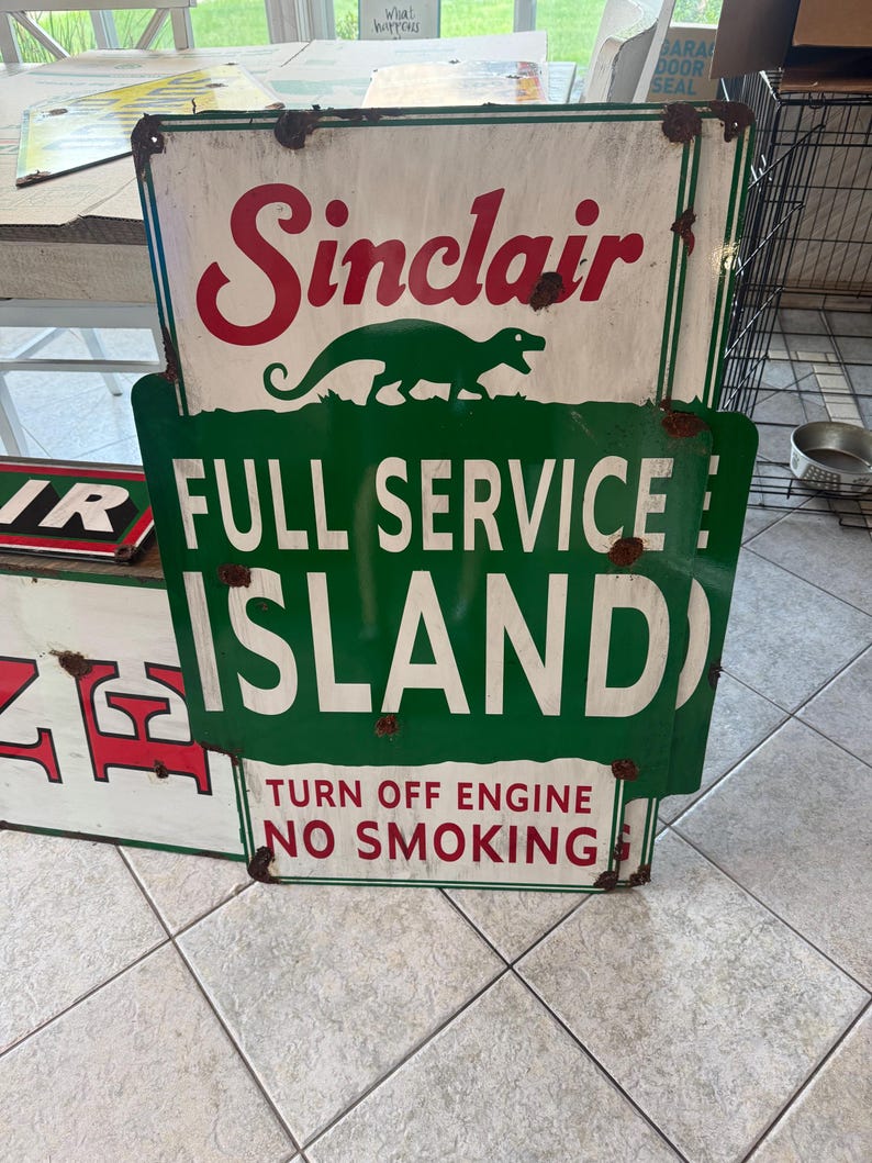 Antique Style-barn Find Look Sinclair Dino Large Service Sign - Etsy