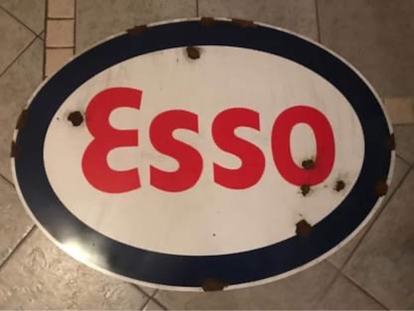 Antique Look Dealer Esso Gas and Oil Service Sign - Etsy