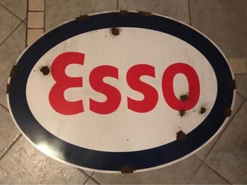 Antique Look Dealer Esso Gas and Oil Service Sign - Etsy