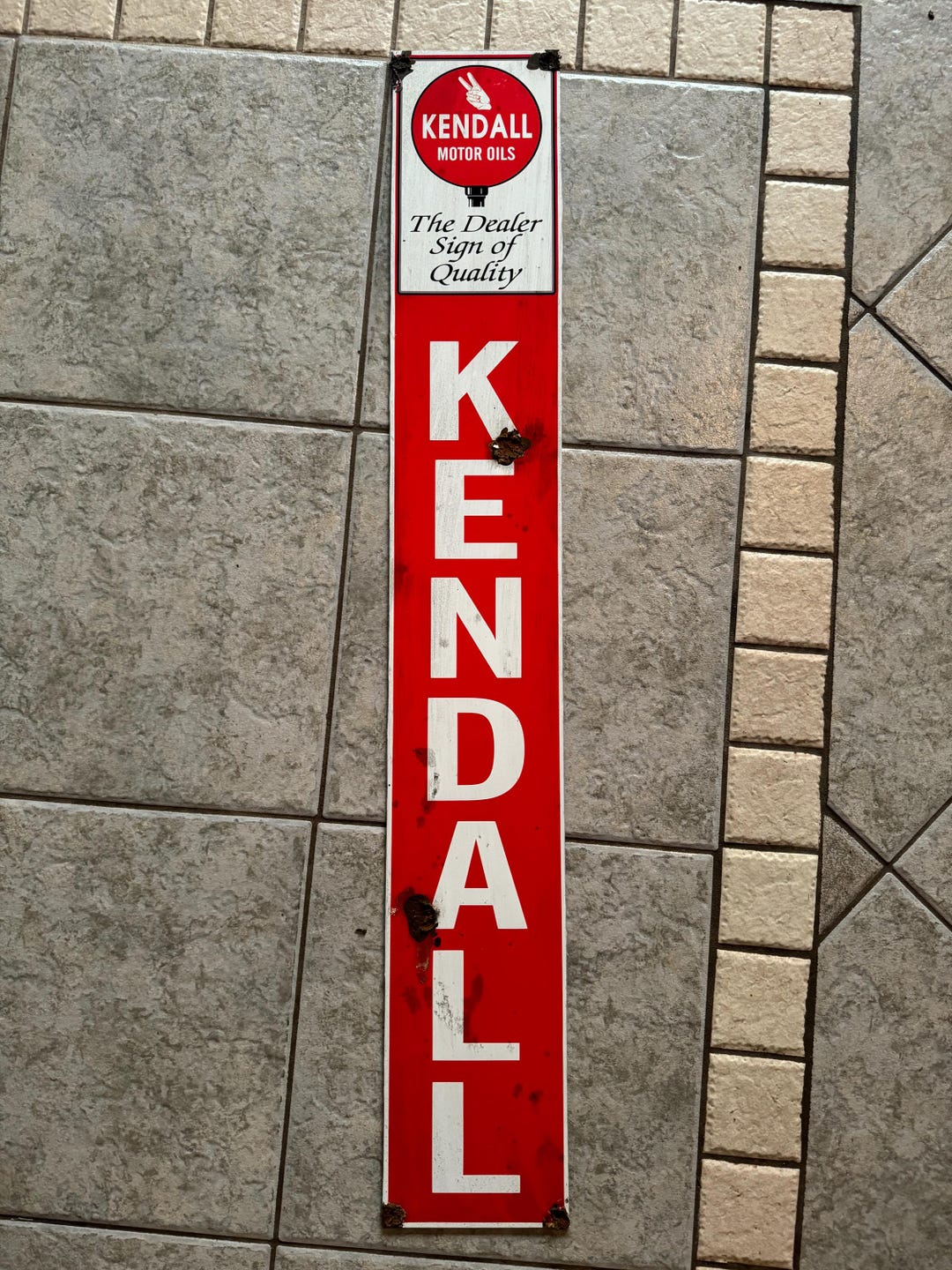 Antique Style-barn Find Look Kendall Motor Oil Vertical Sign Sales - Etsy