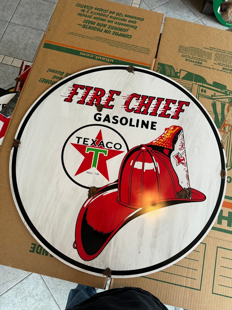 Antique Look Texaco Fire Chief Dealer Gas Oil Sign - Etsy