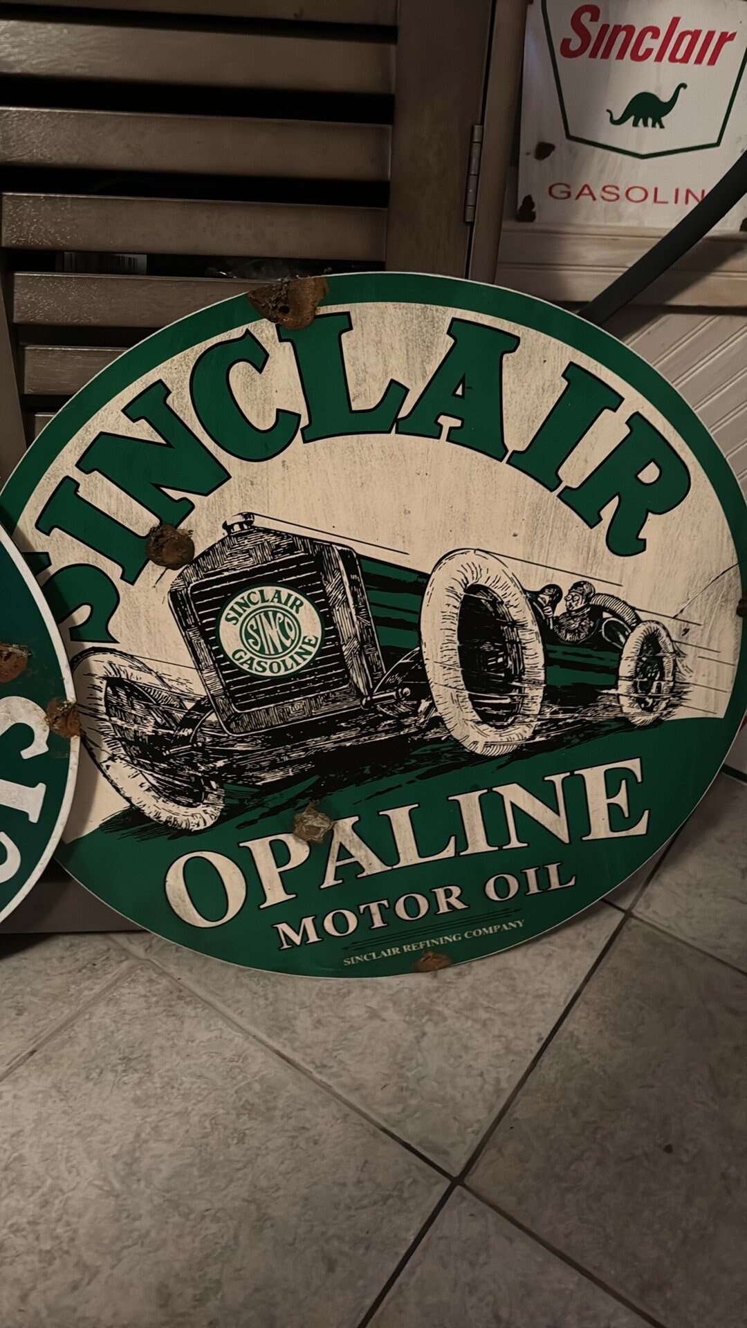 Antique Looking Sinclair Dino Race Car Opaline Motor Oil Sales Sign - Etsy