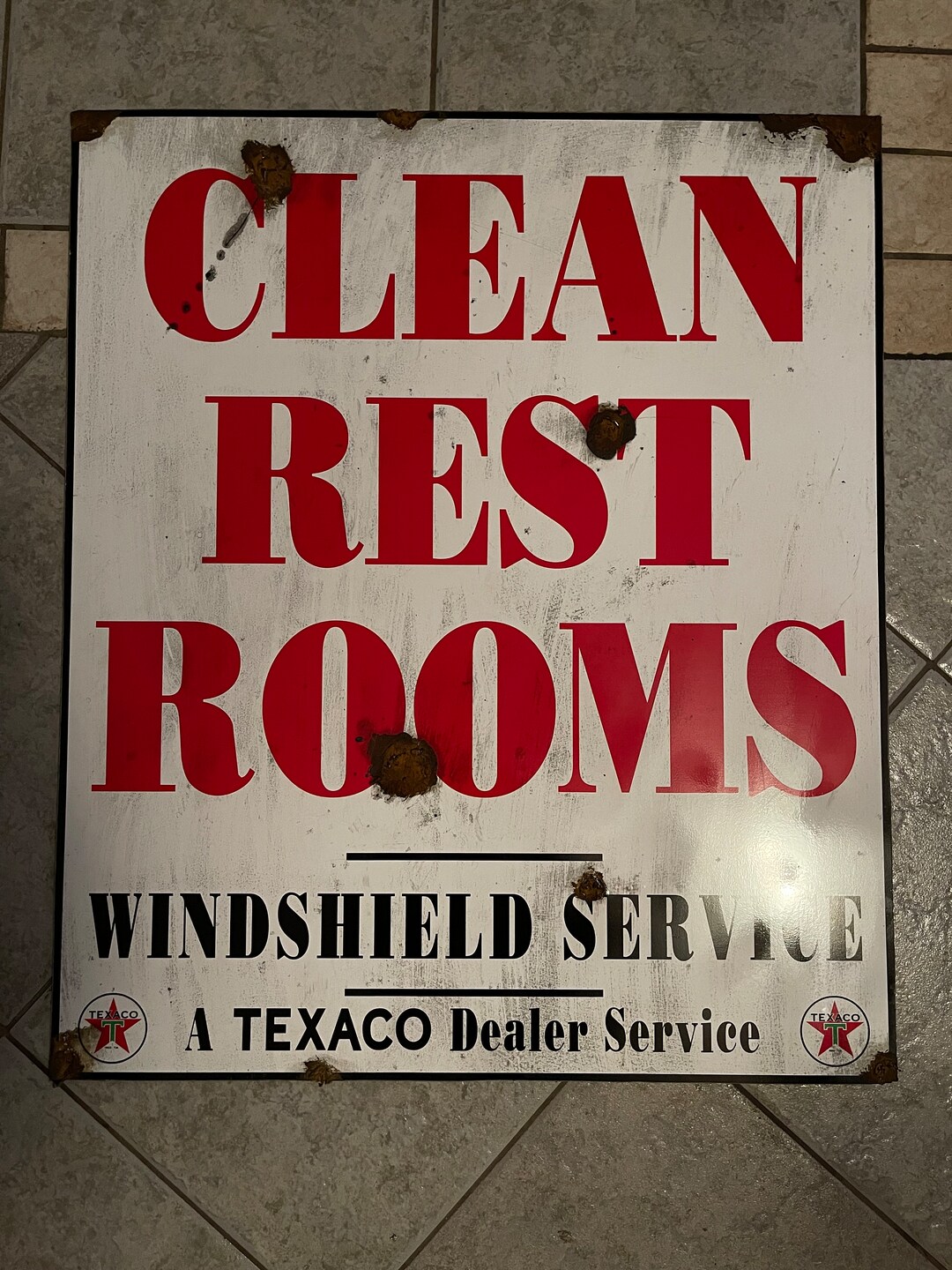 Antique Looking Texaco Star Dealer Clean Restroom Sign - Etsy