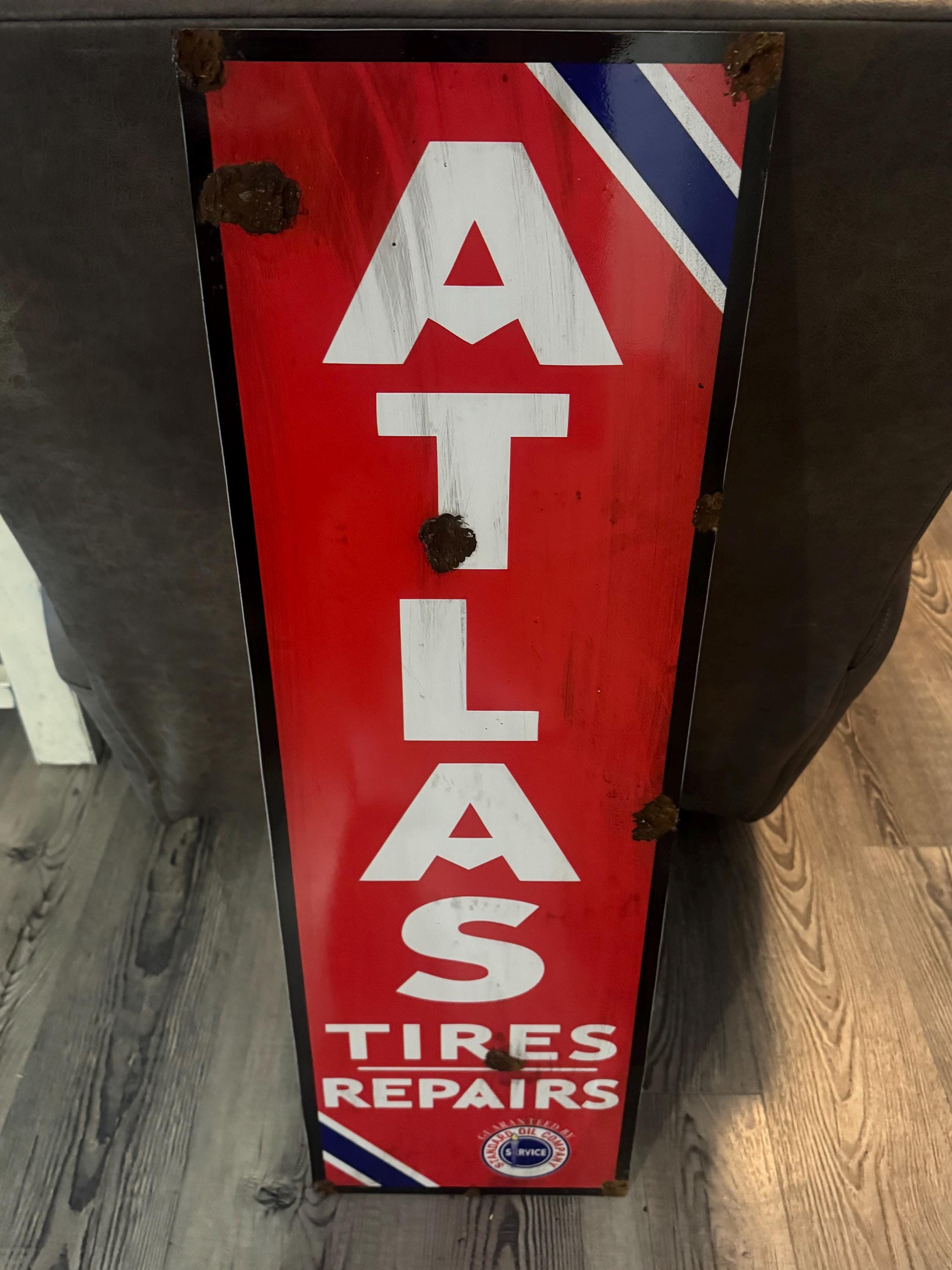Antique Style-barn Find Look Atlas Tires Standard Oil Gas Pump Sign - Etsy