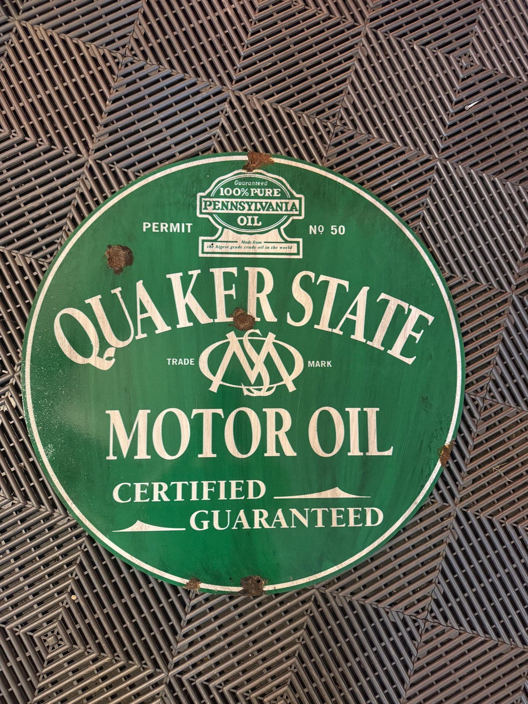 Antique Style-barn Find Look Quaker State Dealer Motor Oil Sales Sign ...