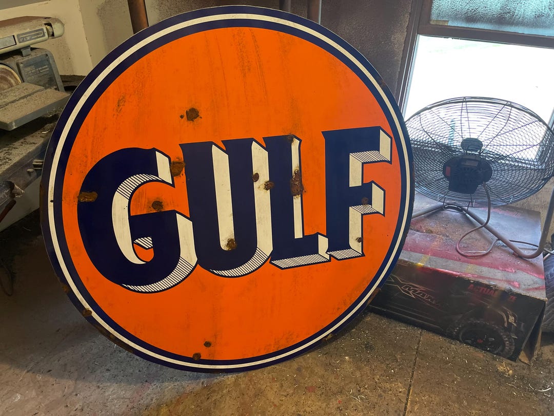 Antique Style-barn Find Look Gulf Gasoline Oil Dealer Sales Sign - Etsy