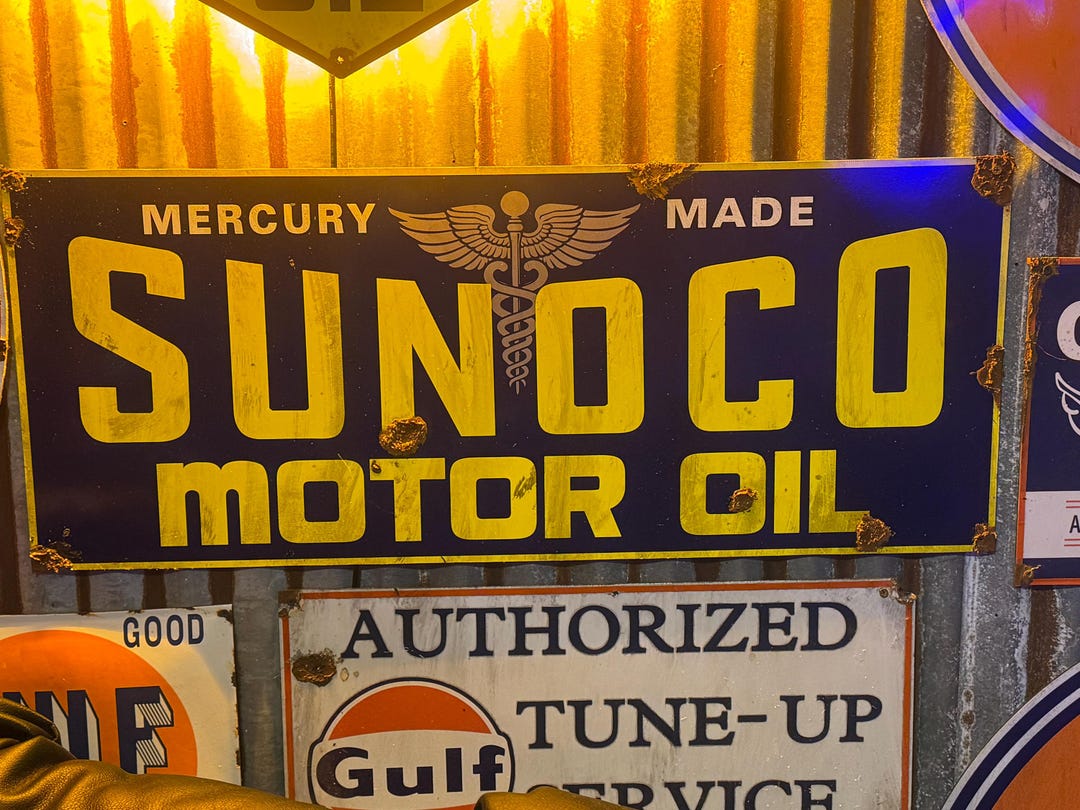Antique Style-barn Find Look Sunoco Dealer Gas Pump Sign - Etsy