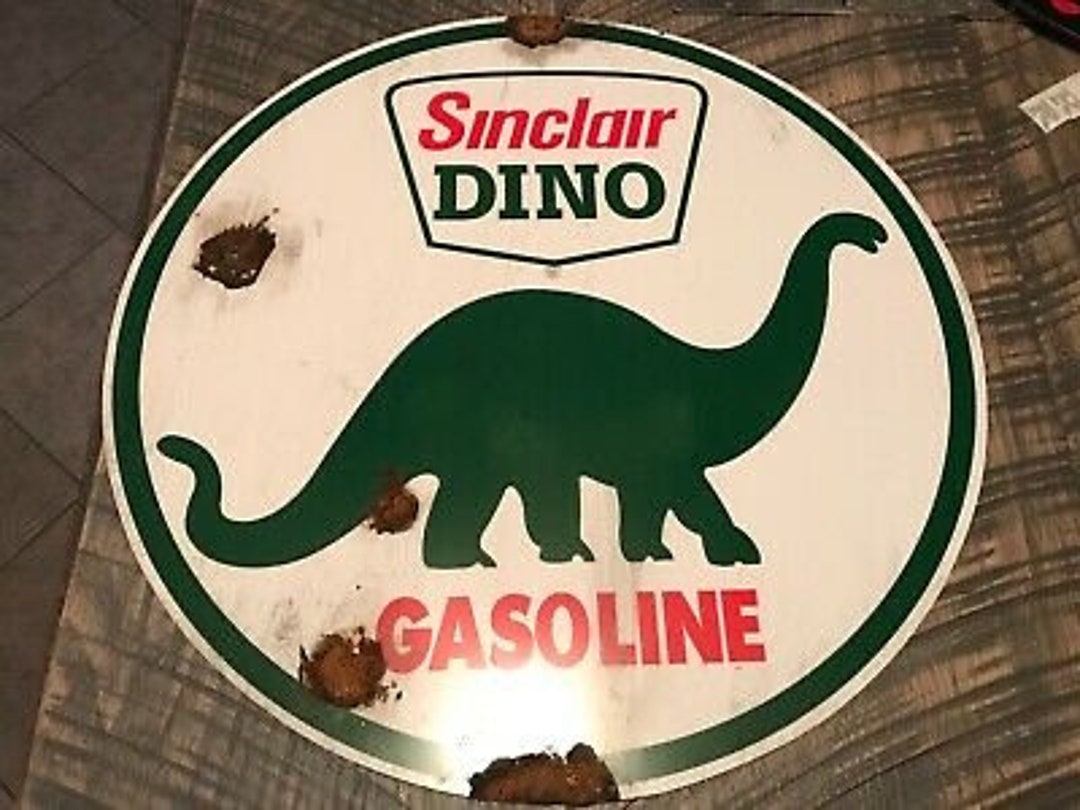 Antique Style Barn Find Look Sinclair Dino Sales Service Gas Oil Sign ...