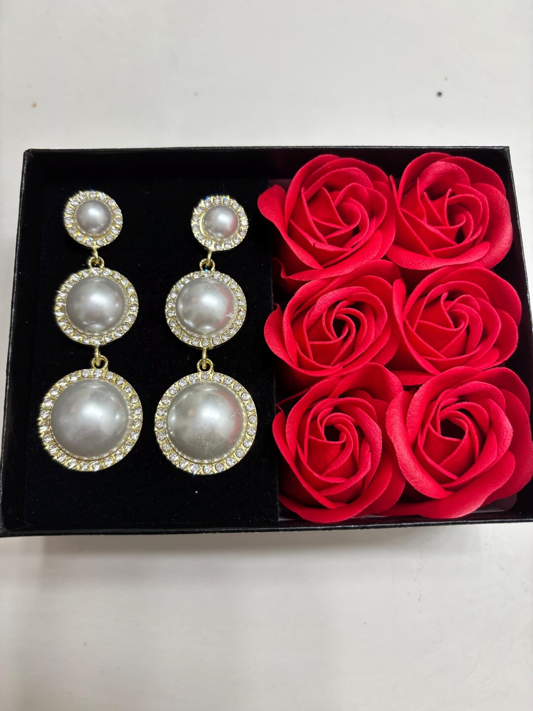 Bridal Elegant Triple-pearl Drop Earrings With Rhinestone Accents - Etsy