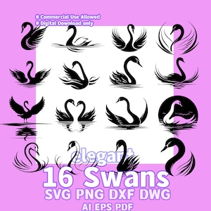 16 Elegant Swan Bundle, Peaceful Svg, Lake Svg, Nature Svg, Elegant Svg,cut Files Cricut ...