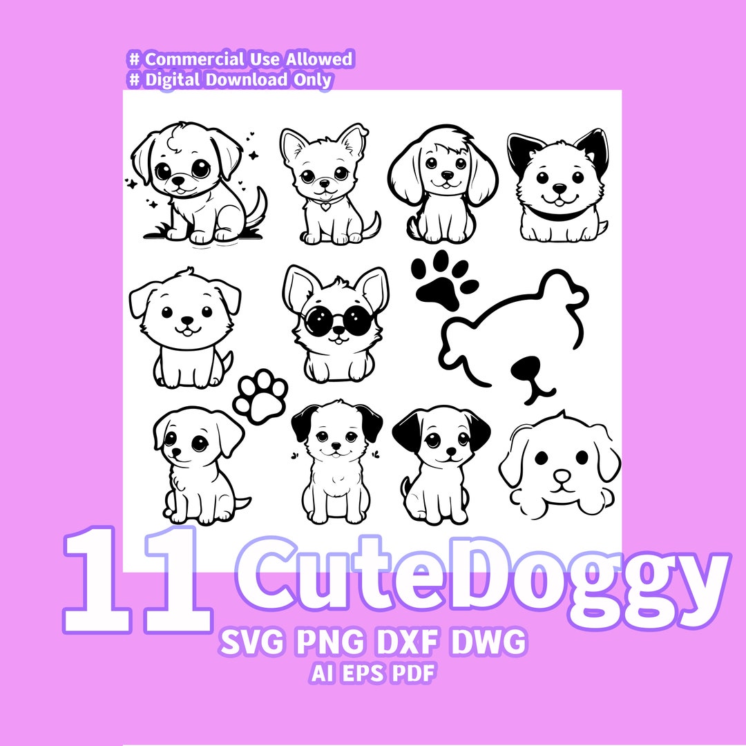 11 Doggy Bundle SVG, Dog Silhouette Svg, Pet Family Svg, Outline Svg ...