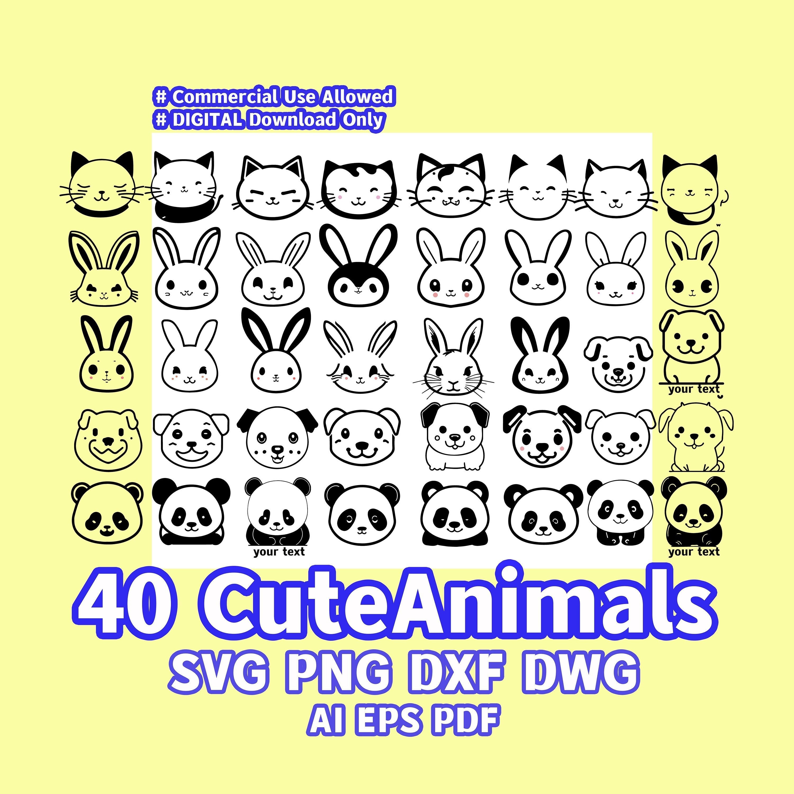 40 Cute Animal Bundle SVG, Pet, Cut Files Cricut, Clipart, Silhouette ...