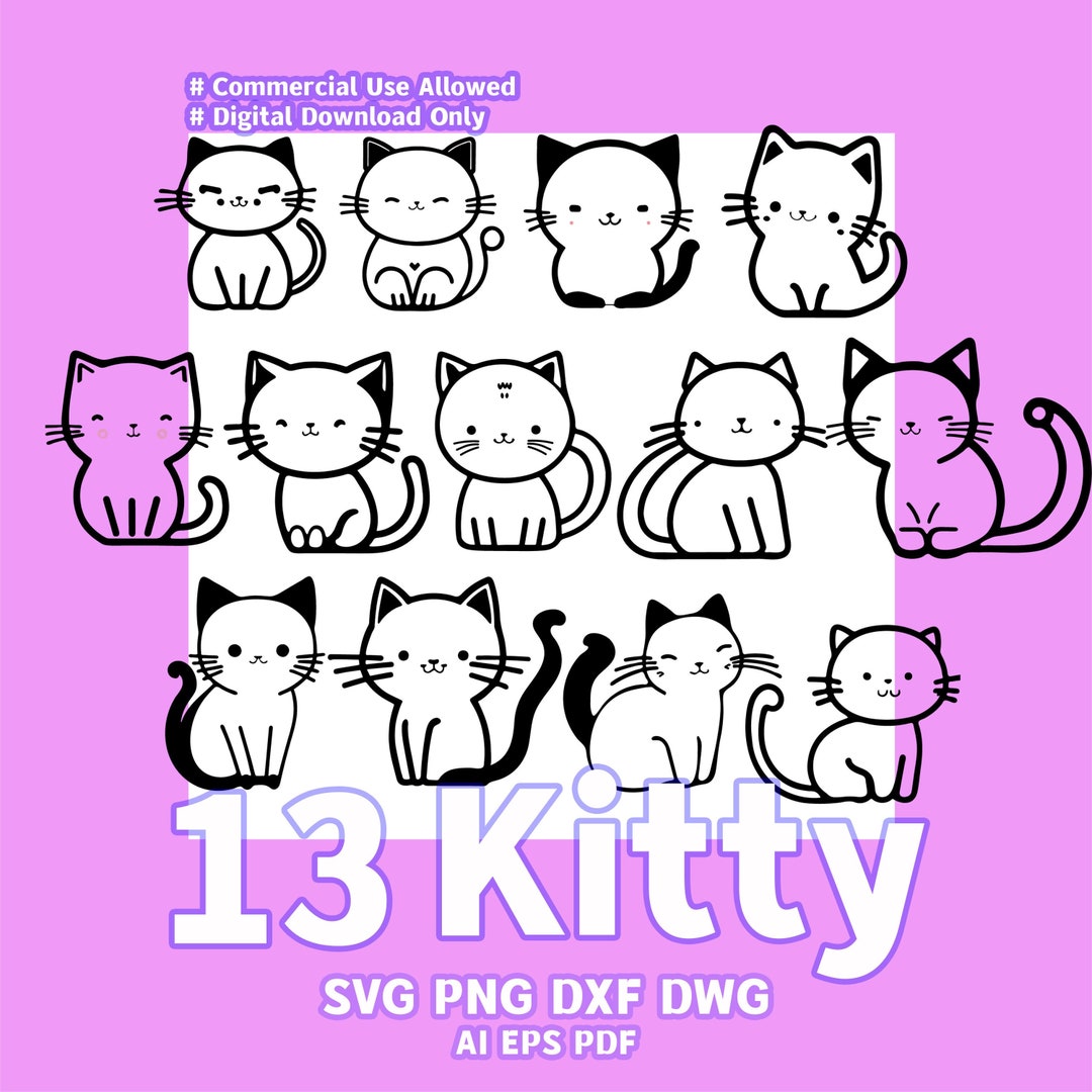 13 Cats Bundle SVG, Cat Mom Svg, Cat Lover Svg, Pet Svg, Cat Girl, Cut ...