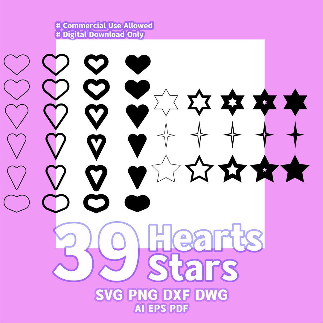 39 Open Heart_star_bundle SVG, Star, Clipart, Romantic, Valentine ...