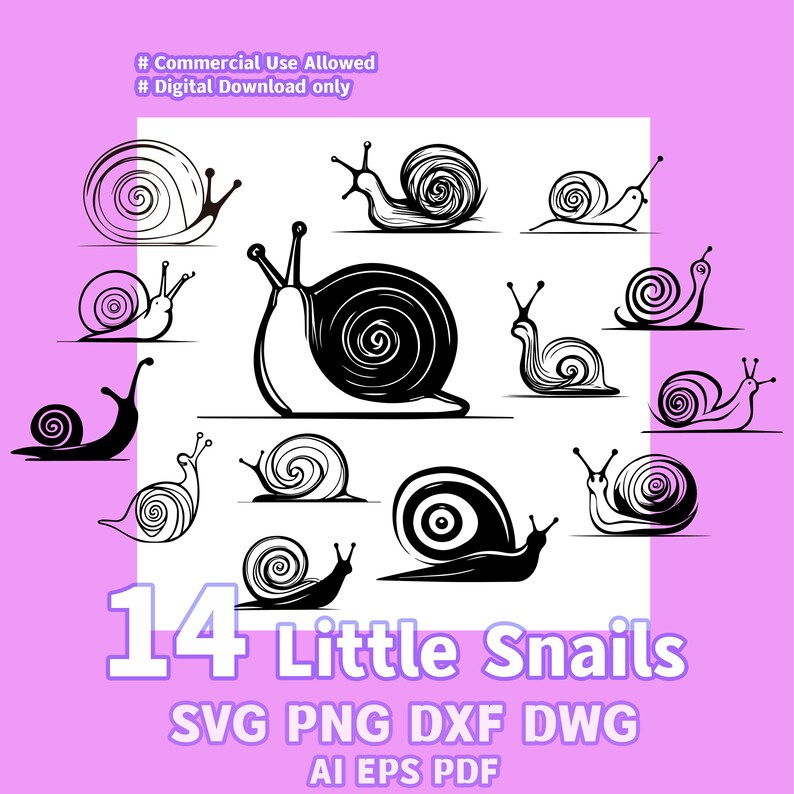 Snail SVG Bundle, Cute Nature Clipart (digital Download) - Etsy