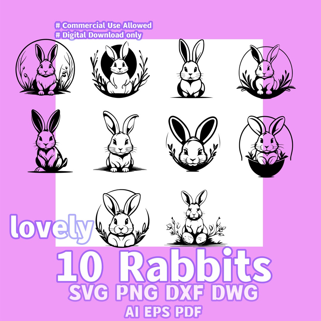 Rabbit SVG Bundle, Easter Clipart (digital Download) - Etsy