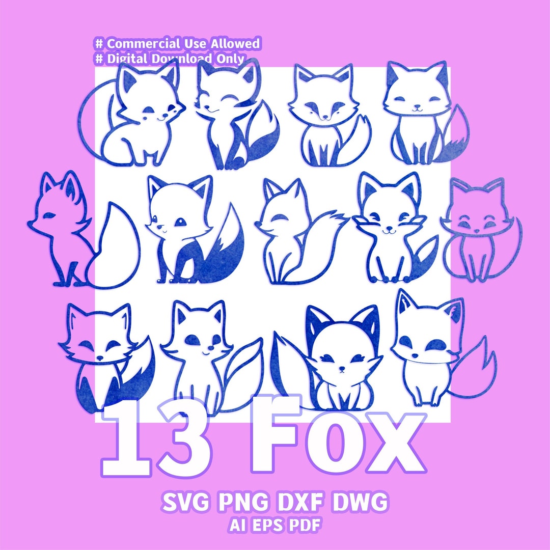 13 Fox Bundle SVG, Fox Silhouette Svg,zoo Animal Svg,fox Outline Svg ...