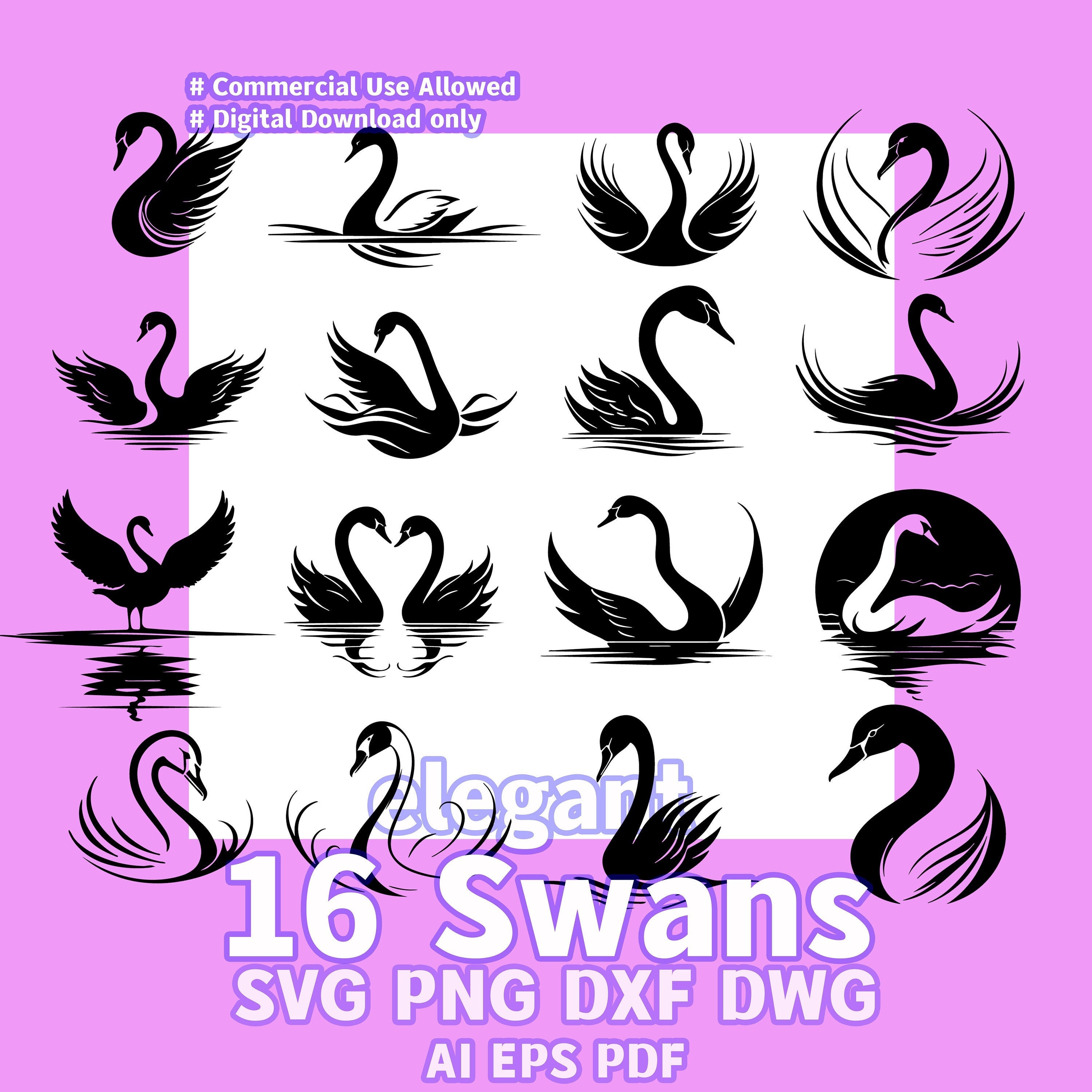 16 Elegant Swan Bundle, Peaceful Svg, Lake Svg, Nature Svg, Elegant Svg ...