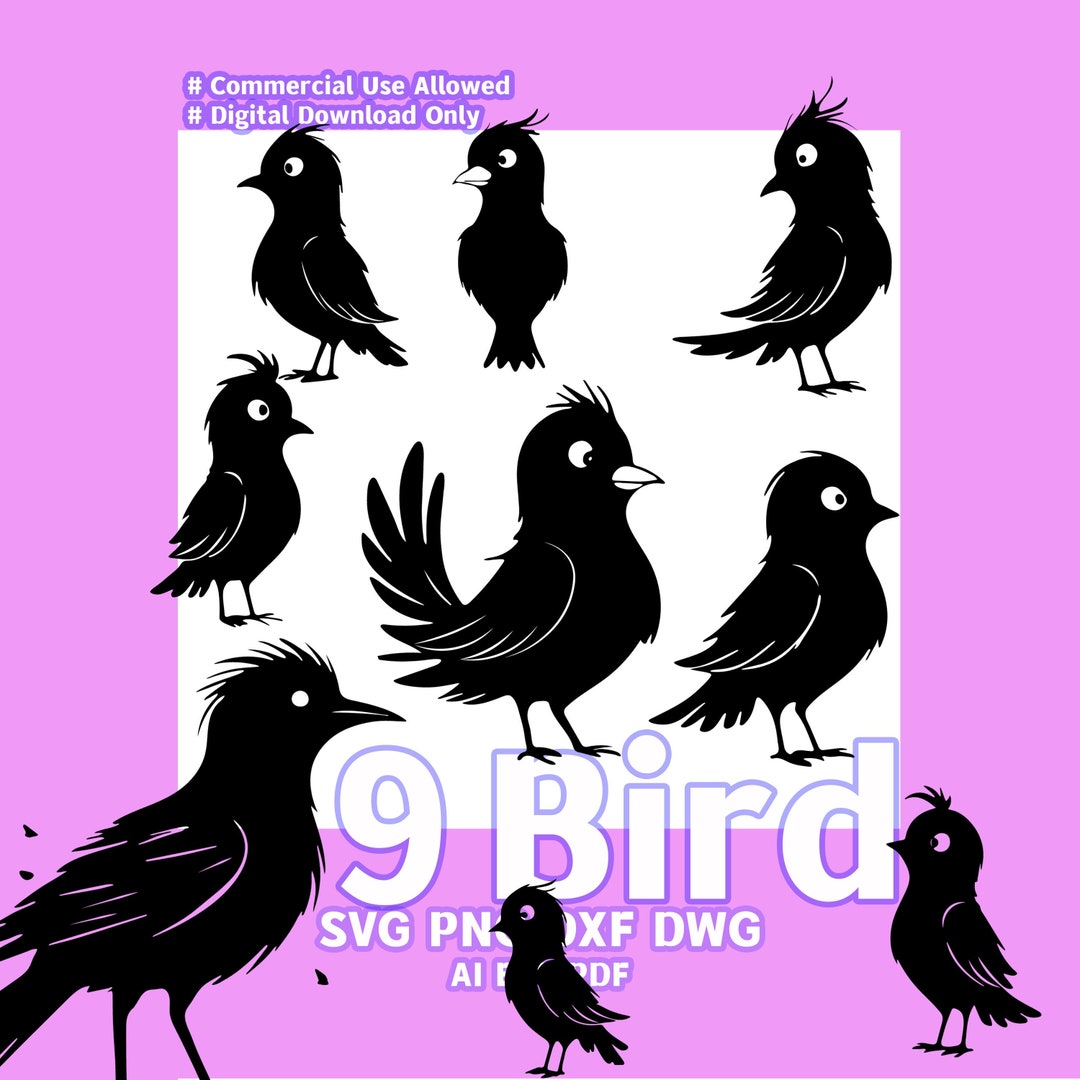 9 Bird Bundle SVG, Bird Silhouette Svg, Bird Mom Svg, Outline Svg, Cut ...